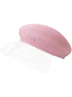 MAISON MICHEL Bonnie Veil-detail Beret - Pink