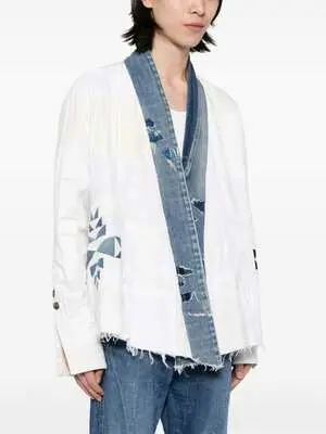 GREG LAUREN Open-front Distressed Jacket