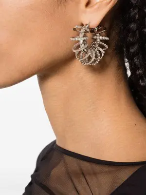 Amina Muaddi Multi Ring Hoop Earrings - Silver