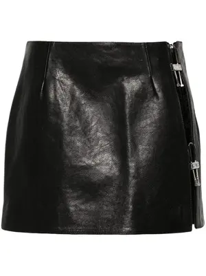 Gcds Logo-plaque Leather Mini Skirt