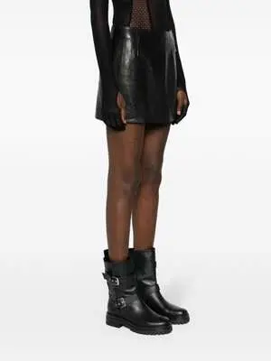Gcds Logo-plaque Leather Mini Skirt