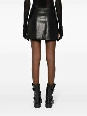 Gcds Logo-plaque Leather Mini Skirt