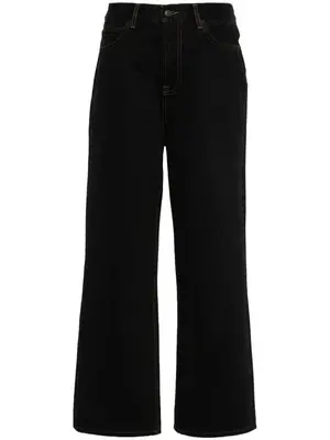 Wardrobe.NYC Logo-patch Wide-leg Jeans - Black