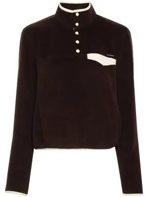 SPORTY & RICH Appliqué-logo Fleece Jumper - Brown