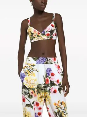 Dolce & Gabbana Floral-print Cotton Crop Top