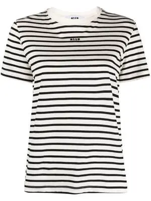 MSGM Striped Logo T-shirt