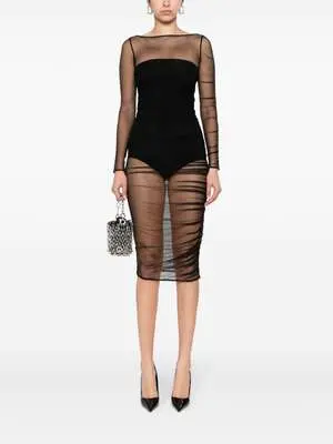 MAISON CLOSE Nuit Fauve Long-sleeve Midi Dress