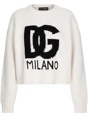 Dolce & Gabbana Dg Logo Knit Jumper - White