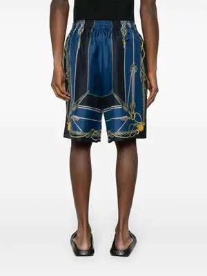 Versace Nautical-print Silk Shorts - Blue