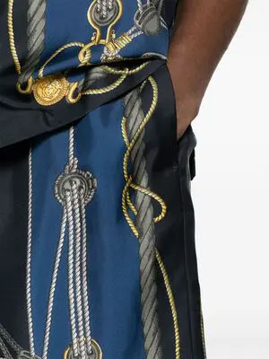 Versace Nautical-print Silk Shorts - Blue