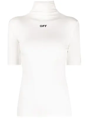 Off-white High Neck Tops