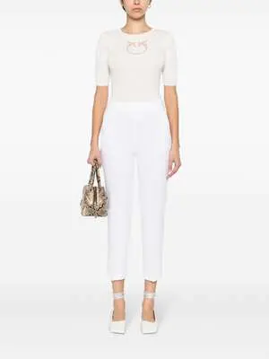 Pinko Love Birds Ribbed Top - Neutrals