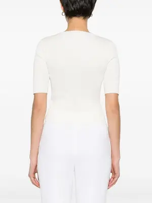 Pinko Love Birds Ribbed Top - Neutrals