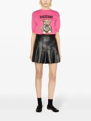 Moschino Teddy Bear-intarsia Cropped Jumper - Pink