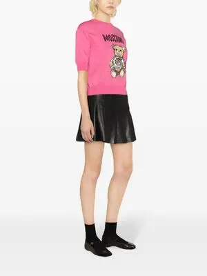 Moschino Teddy Bear-intarsia Cropped Jumper - Pink