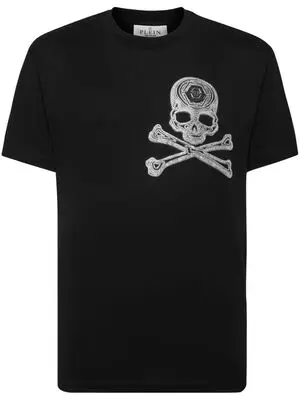 Philipp Plein Skull&bones Rhinestoned T-shirt Black