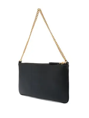 Pinko Leather Shoulder Bag With Chain Strap - Black