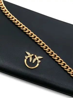 Pinko Leather Shoulder Bag With Chain Strap - Black
