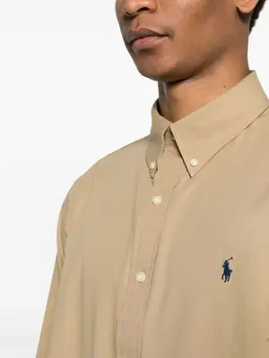 Polo Ralph Lauren Polo Pony-embroidery Stretch-cotton Shirt - Neutrals