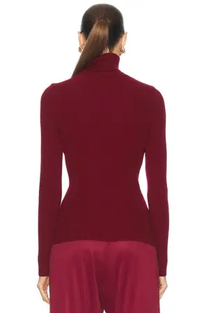 Enza Costa Ribbed Turtleneck Sweater - Ruby