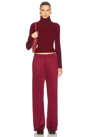 Enza Costa Ribbed Turtleneck Sweater - Ruby