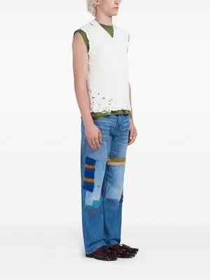 Marni Distressed Sweater Vest - White