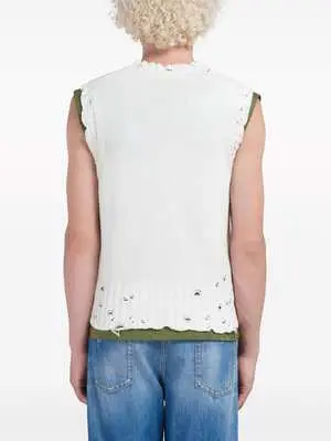 Marni Distressed Sweater Vest - White