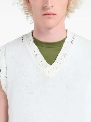 Marni Distressed Sweater Vest - White