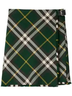 Burberry Check-pattern Wool Skirt - Green