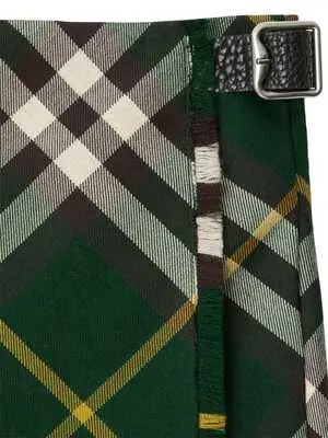 Burberry Check-pattern Wool Skirt - Green