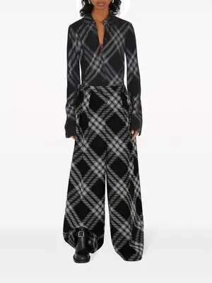 Burberry Vintage Check Wool Trousers - Black