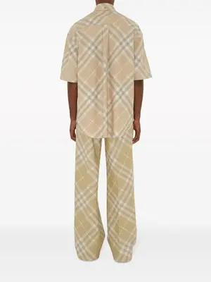 Burberry Checkered Short-sleeved Button-down Shirt - Neutrals