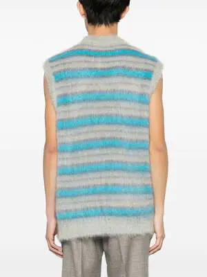 Marni Striped-pattern Knitted Vest - Blue