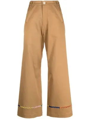 MII Crochet-trim Cotton Trousers