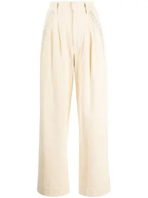 MII Hand-embroidered Cotton-corduroy Trousers