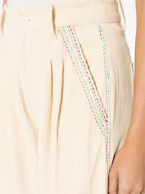 MII Hand-embroidered Cotton-corduroy Trousers