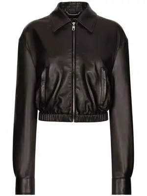 Dolce & Gabbana Logo-appliqué Leather Jacket