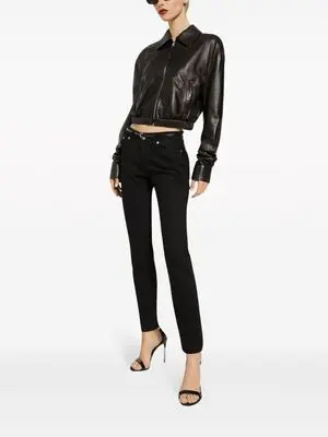 Dolce & Gabbana Logo-appliqué Leather Jacket