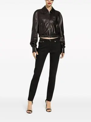 Dolce & Gabbana Logo-appliqué Leather Jacket
