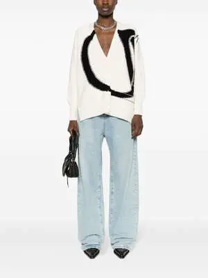 Off-White Maxi Logo Wool Cardigan - White