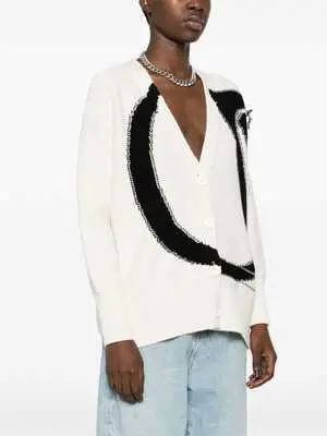 Off-White Maxi Logo Wool Cardigan - White