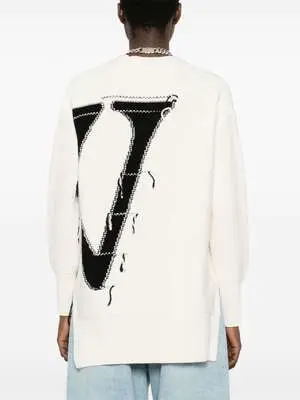 Off-White Maxi Logo Wool Cardigan - White