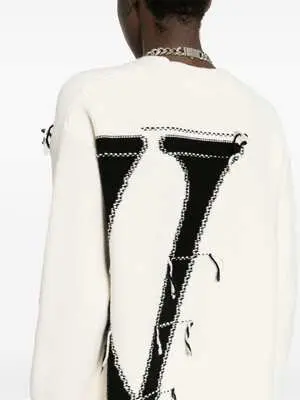 Off-White Maxi Logo Wool Cardigan - White