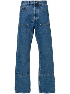 Palm Angels Logo-embossed Straight-leg Jeans - Blue