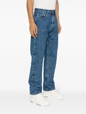 Palm Angels Logo-embossed Straight-leg Jeans - Blue