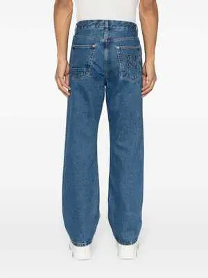 Palm Angels Logo-embossed Straight-leg Jeans - Blue