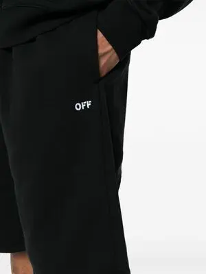 Off-White Diag-stripe Cotton Shorts - Black