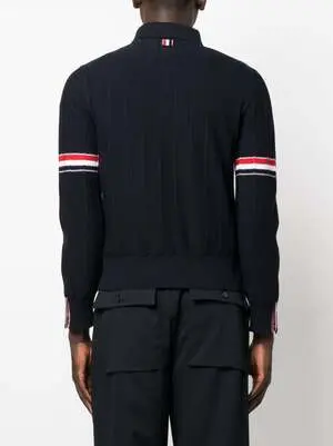 Thom Browne Rwb-stripe Knitted Polo Shirt