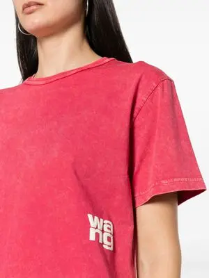 Alexander Wang Logo-print Faded-effect T-shirt - Pink