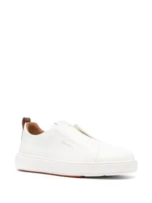 Santoni Leather Slip-on Sneakers - White